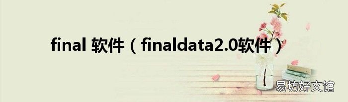 finaldata2.0软件 final 软件 _易坊